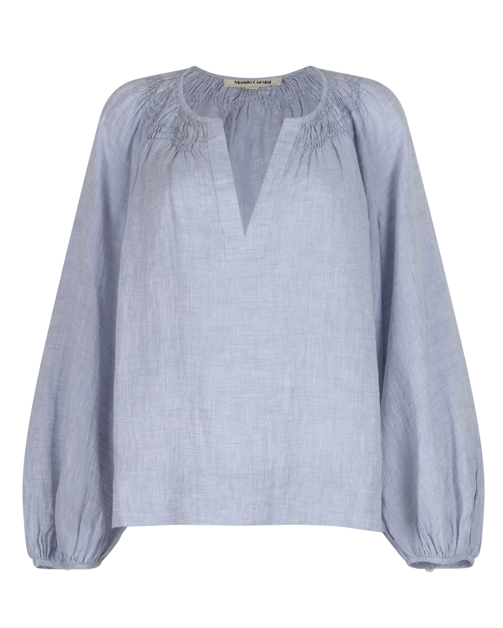 ELIZABETH - Sky Linen Blouse | Mondo Corsini