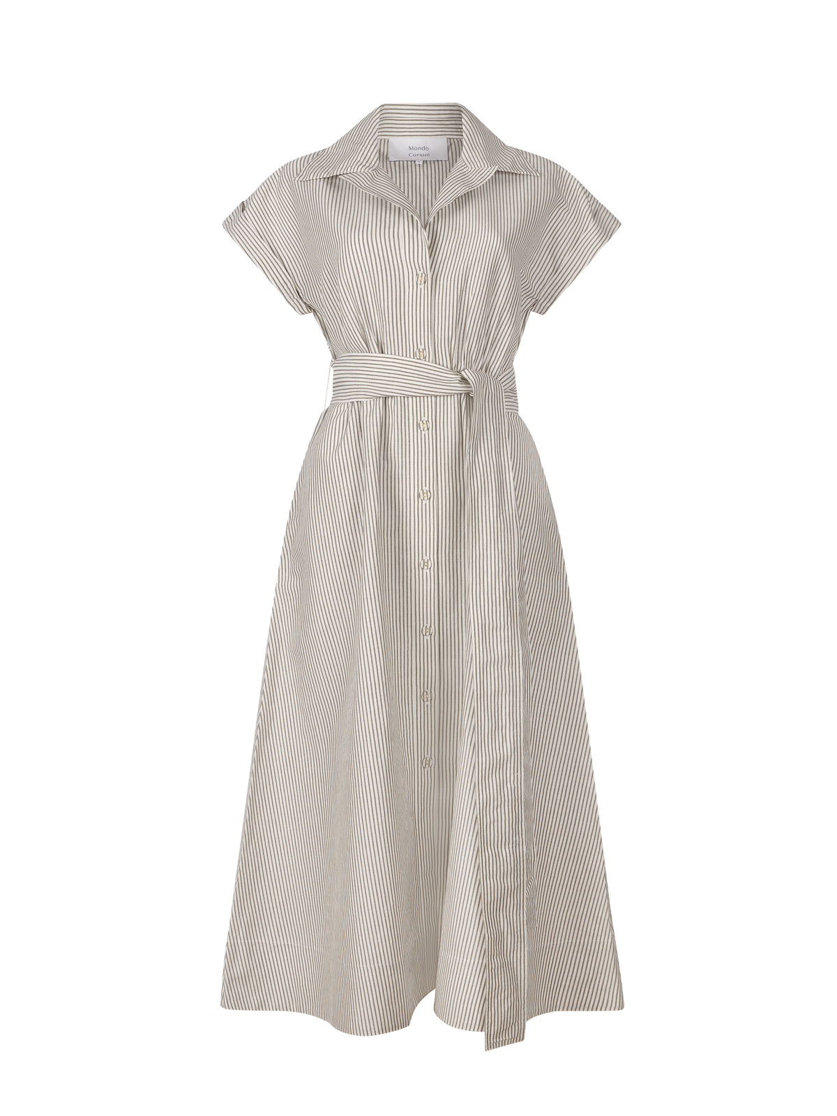 LUCY - White & Moss Linen Weave Dress