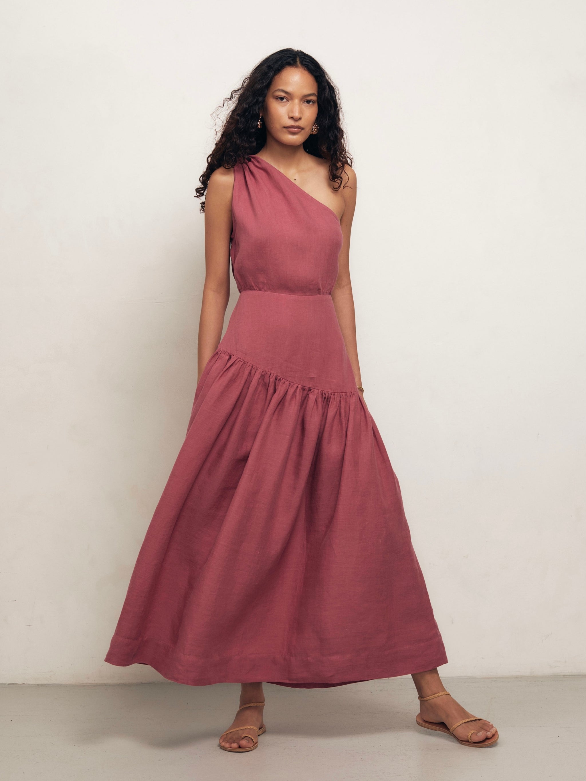 Mariam Raspberry Linen Dress | Mondo Corsini