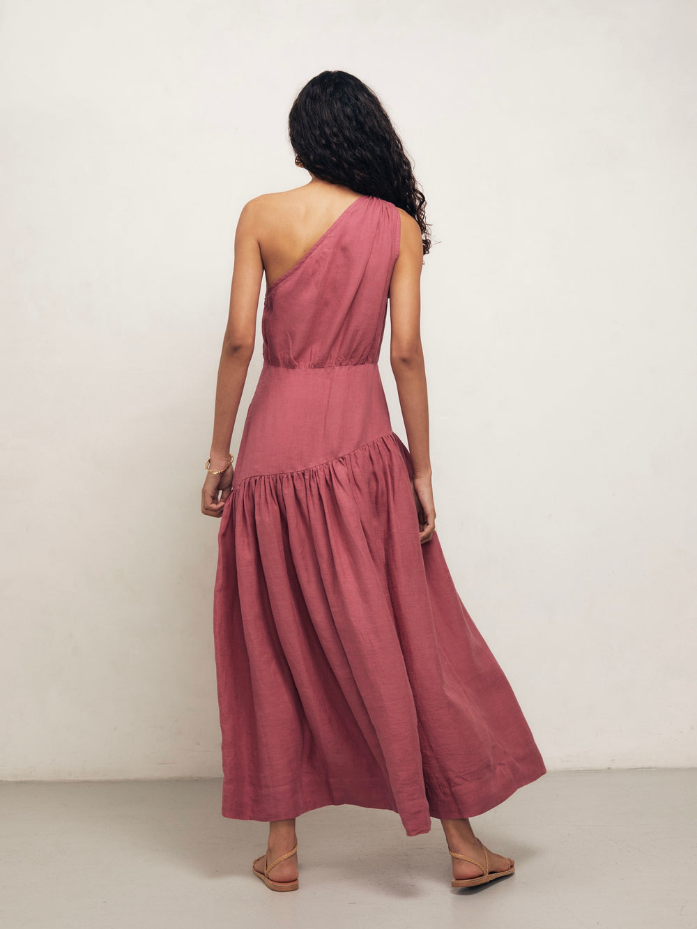 Mariam Raspberry Linen Dress | Mondo Corsini